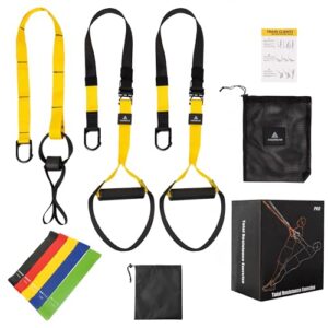 resistance training kit, 2 adjustable bodyweight resistance bands with handles + 1 door anchor + 5 resistance loop bands for working out hold up to 600 lbs home gym equipment