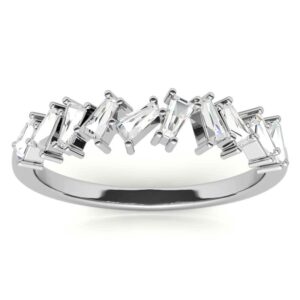 excellent baguette brilliant cut 0.48 carat, moissanite diamond promise band, prong set, eternity sterling silver band, valentine's day jewelry gifts, customized band (5)