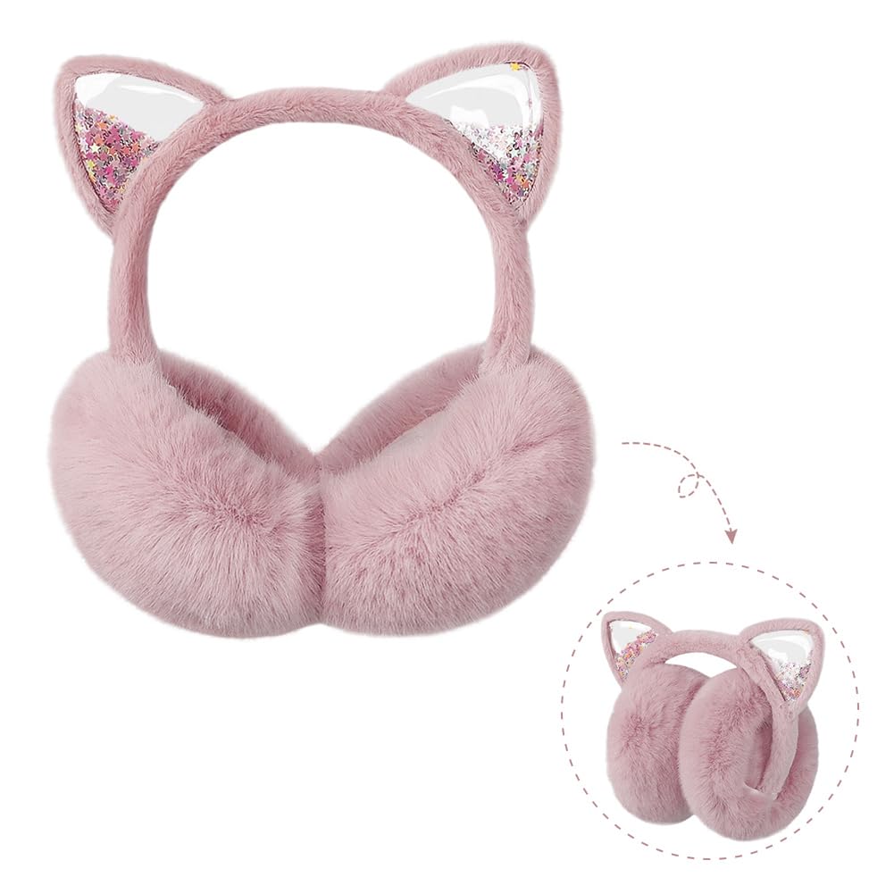 Women Rabbit Earmuffs Girls Cute Outdoor Ear Warmers Winter Warm Adjustable Ear Covers Foldable Children Animal Earmuffs