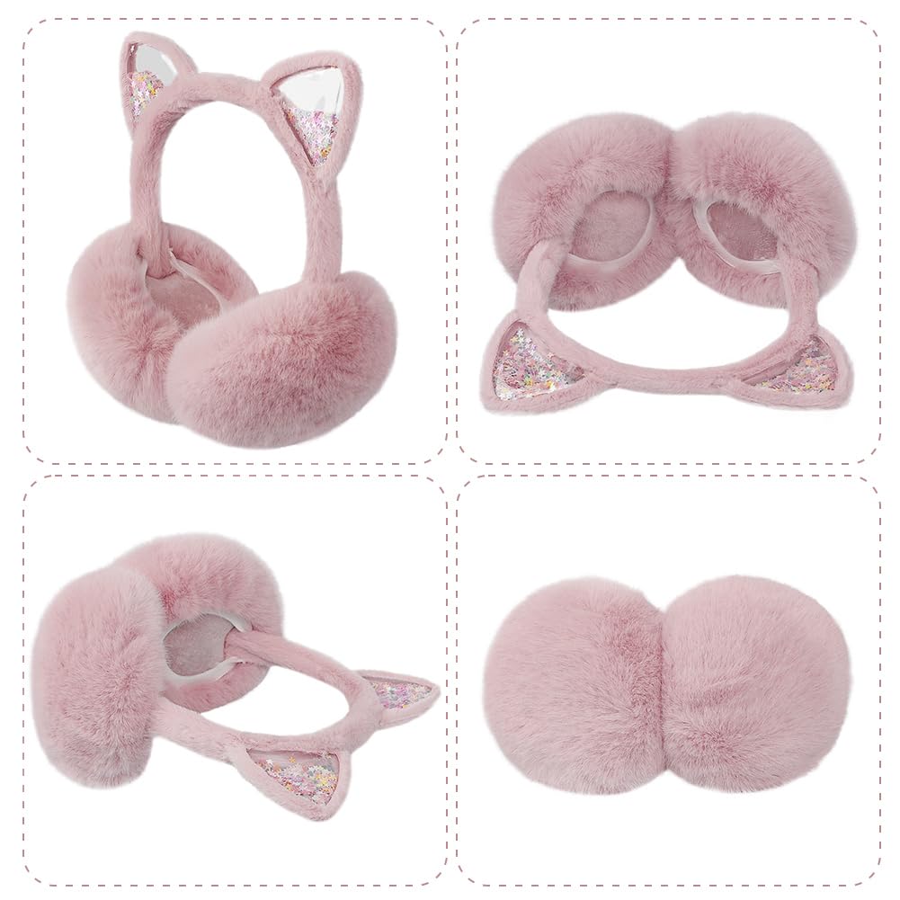 Women Rabbit Earmuffs Girls Cute Outdoor Ear Warmers Winter Warm Adjustable Ear Covers Foldable Children Animal Earmuffs