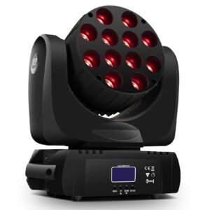 shehds moving head light beam wash led 12x12w rgbw 4in1 dj lights lighting professional 9/16 channels dmx512 sound activated strobe effect stage lights for christmas events night clubs disco ktv bar