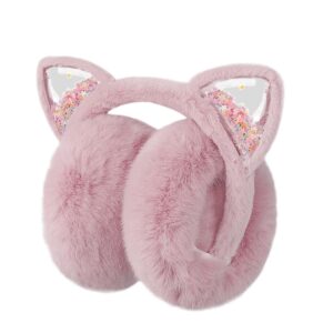 Women Rabbit Earmuffs Girls Cute Outdoor Ear Warmers Winter Warm Adjustable Ear Covers Foldable Children Animal Earmuffs