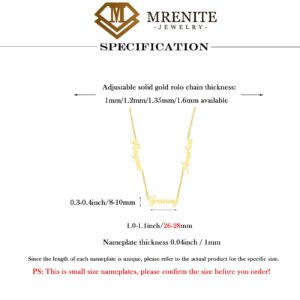 MRENITE 10k 14k 18k Solid Gold/Rose Gold/White Gold Names Necklace – Dainty Personalized Nameplate Jewelry - Custom 3 Names Gift for Family Members (Small Names)