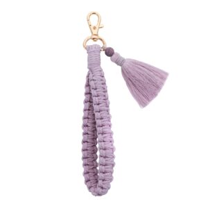 lusofie boho wrist keychain tassel wristlet keychain keyring holder key wrist lanyard for women(purple)