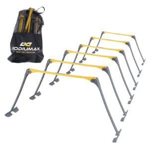 podiumax portable height adjustable sports training hurdle, lightweight, innovative foldable design, collapsible safe, 6 per pack