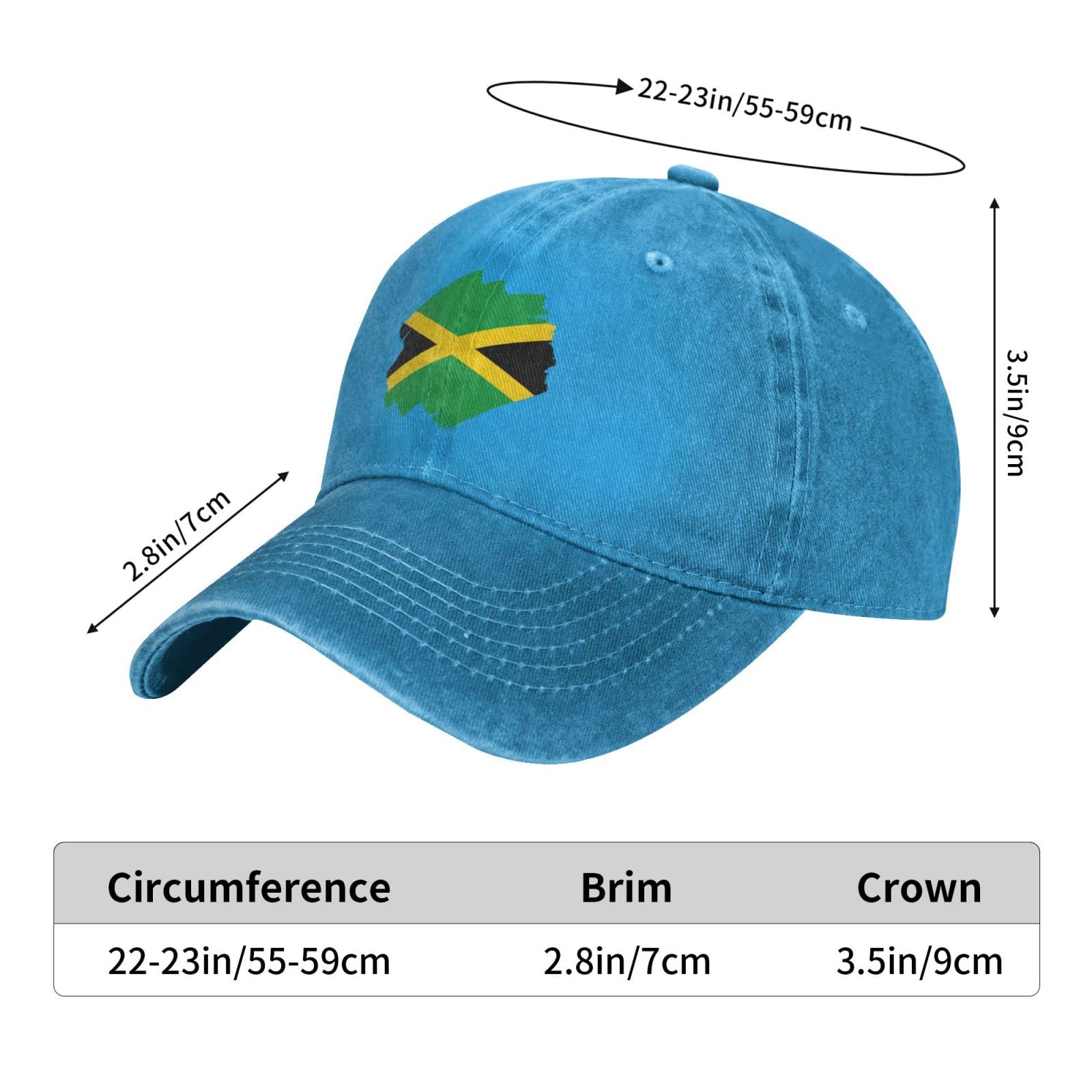 UDTXMPE Jamaica-of Jamaican Flag Hat Washed Denimm Baseball Cap Adjustable Blue Dad,Trucker Hats Gift for Men Women