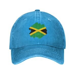 UDTXMPE Jamaica-of Jamaican Flag Hat Washed Denimm Baseball Cap Adjustable Blue Dad,Trucker Hats Gift for Men Women