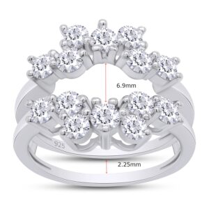 SAVEARTH DIAMONDS 1 1/3 ctw Round Lab Created Moissanite Diamond Sunburst Halo Guard Enhancer Ring For Women 14K White Gold Over Sterling Silver (1.33 Ctw)-8