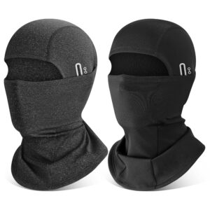 dafifo winter balaclava ski mask for men women, windproof thermal face mask cold weather scarf for cycling skiing climbing (black+gray)