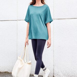 Women Oversized T-Shirt Summer Casual Short Sleeve Loose Tee Tops Lake Blue