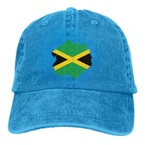 UDTXMPE Jamaica-of Jamaican Flag Hat Washed Denimm Baseball Cap Adjustable Blue Dad,Trucker Hats Gift for Men Women