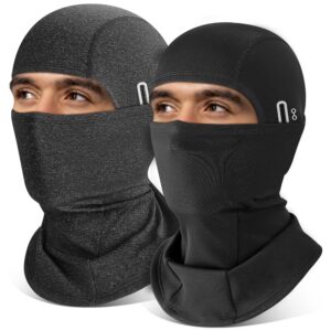 DAFIFO Winter Balaclava Ski Mask for Men Women, Windproof Thermal Face Mask Cold Weather Scarf for Cycling Skiing Climbing (Black+Gray)