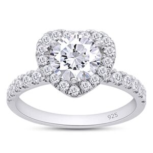 savearth diamonds lab created diamond moissanite engagement rings for women wedding rings 1.40ct d color vvs1 clarity round cut moissanite ring in 18k white gold plated 925 sterling silver size-7