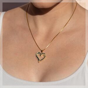 AceLay Necklaces for Women,14K Gold Plated Heart Necklace,18" Chain,Solid 925 Sterling Silver Heart Necklace with AAA+ Cubic Zirconia, Sterling Silver, Cubic Zirconia