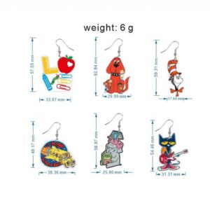 Cute Weird Animal Acrylic Drop Dangle Earrings，Funny Guitar Cat Dog Elephant School Bus Ruler Caterpillar Earring Lovely Pet Jewelry,Sweet Gift for Women Student Teacher Teen Girls