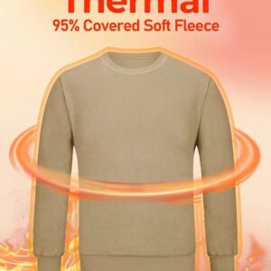 Boladeci Mens Sweatshirts Crewneck Fleece Lined Pullover Essentials Plain Soft Warm Winter No Hood Blank Khaki Shirts for Men Cotton Teens Tops