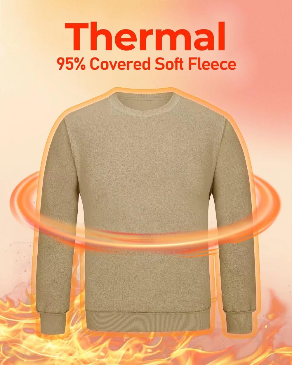 Boladeci Mens Sweatshirts Crewneck Fleece Lined Pullover Essentials Plain Soft Warm Winter No Hood Blank Khaki Shirts for Men Cotton Teens Tops