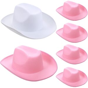 hicarer 6pcs pink cowgirl hats bride western cowboy hat for girls or women for bachelorette party, wedding and birthday(retro style)