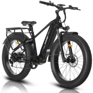 haoqi eagle electric bike, peak 1000w motor all-terrain ebike 48v 20ah removable battery up to 80 miles 28mph 26" * 4" fat tire front suspension electric mountain bike for adults 7-speed