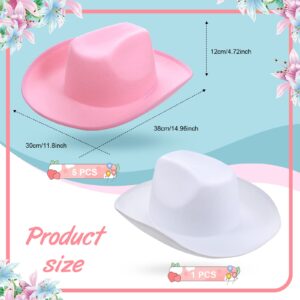 Hicarer 6pcs Pink Cowgirl Hats Bride Western Cowboy Hat for Girls or Women for Bachelorette Party, Wedding and Birthday(Retro Style)