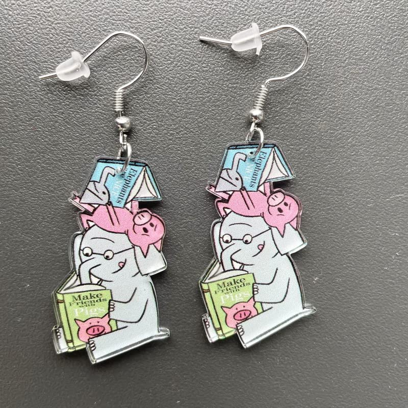 Cute Weird Animal Acrylic Drop Dangle Earrings，Funny Guitar Cat Dog Elephant School Bus Ruler Caterpillar Earring Lovely Pet Jewelry,Sweet Gift for Women Student Teacher Teen Girls