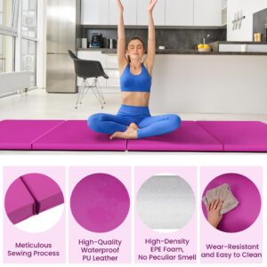 Signature Fitness All-Purpose 4'x10'x2" Extra Thick High Density Anti-Tear Gymnastics Gym Folding Exercise Aerobics Mats, Pink