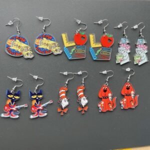 Cute Weird Animal Acrylic Drop Dangle Earrings，Funny Guitar Cat Dog Elephant School Bus Ruler Caterpillar Earring Lovely Pet Jewelry,Sweet Gift for Women Student Teacher Teen Girls