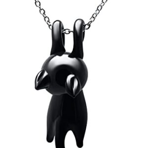 Niche-Finds Black Cat Hand Blown Glass Black Kitty Necklace and Pendant Handmade Glass Pendant