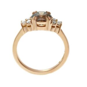 Skylark 2.00Ct Round Cut Chocolate Diamond prong set Engagement Wedding Ring 14k Yellow Gold Finish