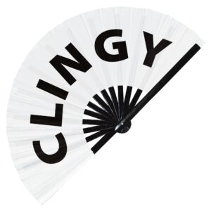 clingy hand fan foldable bamboo circuit hand fan funny gag slang words expressions statement gifts festival accessories rave handheld circuit event fan clack fans (white)