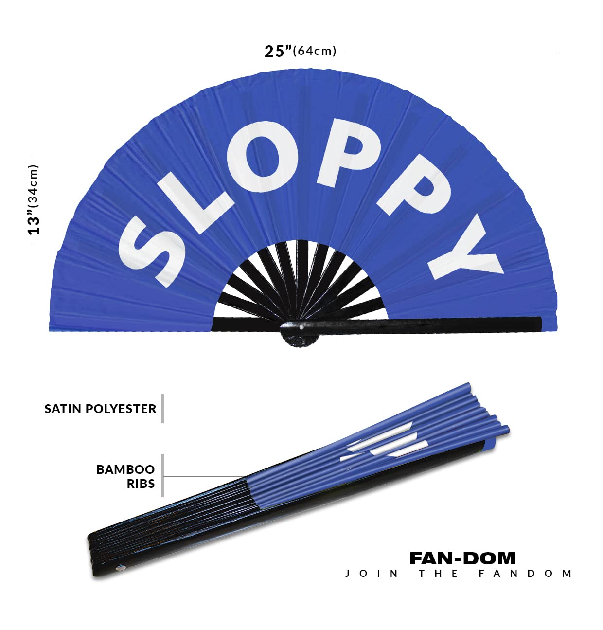 Sloppy hand fan foldable bamboo circuit hand fan funny gag slang words expressions statement gifts Festival accessories Rave handheld Circuit event fan Clack fans (Blue)