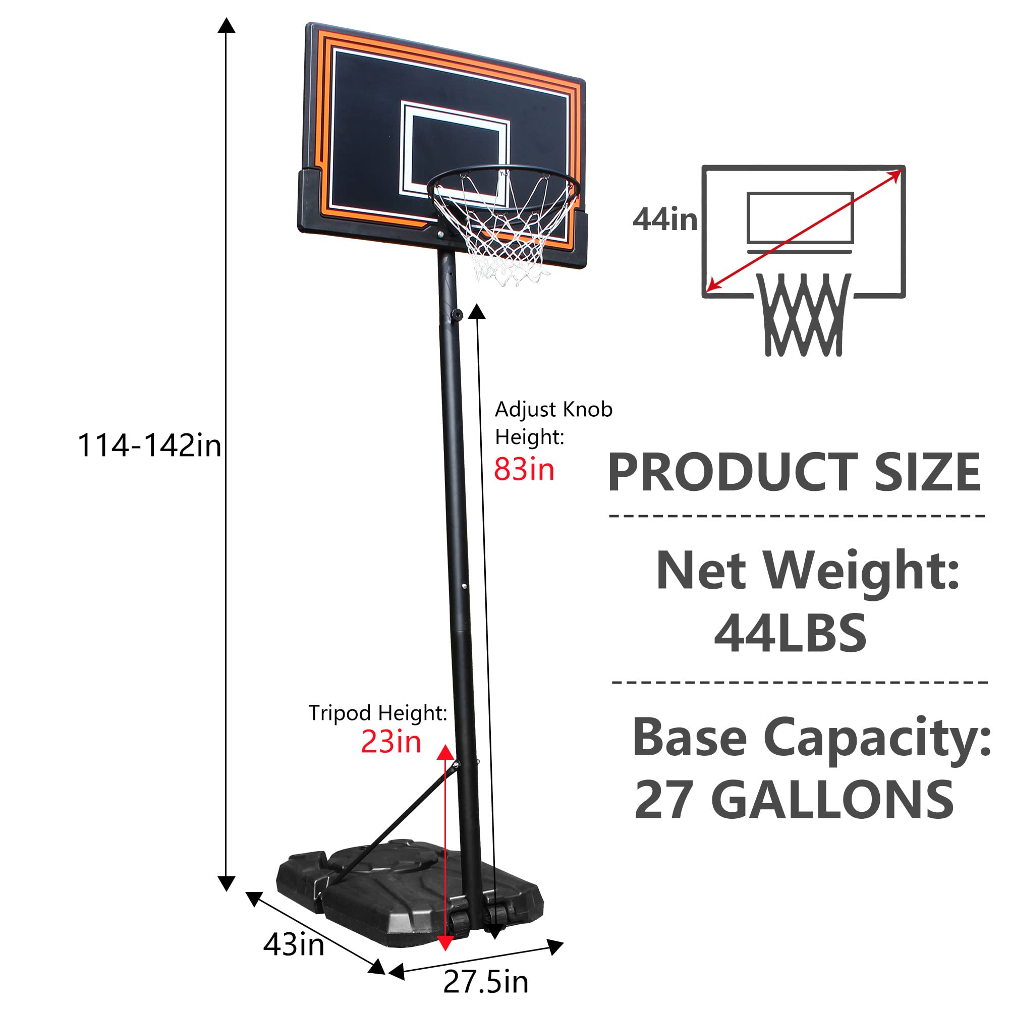 Basketball Hoop,7-10FT Adjustable Portable Basketball Backboard with Stand and Wheels Basketball Stand for Kids Teenagers Adults Outdoor/Indoor