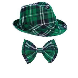 DimiGlobal St Patricks Day Hats Bow Tie and Suspenders Set for Women Men Adult Green Irish outfit Saint Pattys Day hat Green Bow Tie and Suspenders for Girls and boys St Patrick's Day Party Supplies