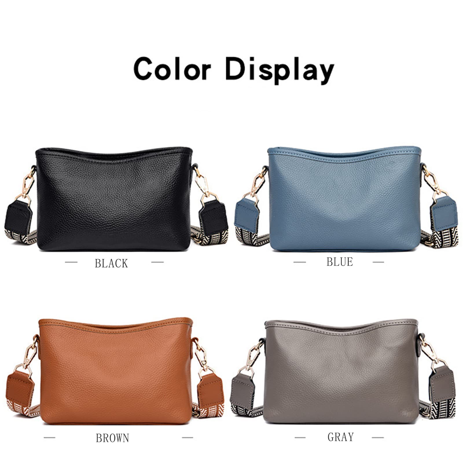 Women Small Shoulder Crossbody Bag, Leather Handbags Hobo Purse with Wide Strap Satchel Side Bag, Gray