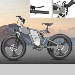 HESNDddzxc Electric Bicycle Electric Bike 20 Inch Thick Tires Mountain Electric Bicycle Super Level Snow EBike for Aldults Fat Tire