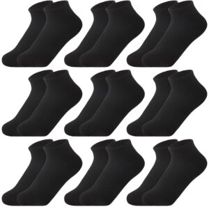 DoSmart Kids Athletic Crew Socks Boys Girls Classics Cotton School Uniform Childs Sports Breathable Casual Socks 10 Pairs(Black Ankle Socks,13-15 Years)