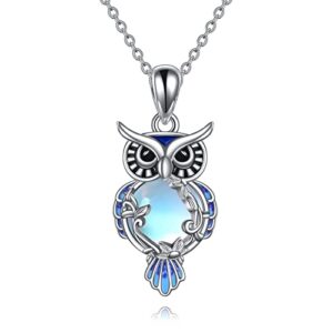 luhe owl jewelry necklace gifts for women sterling silver moonstone filigree owl pendant necklace christmas gifts jewelry for women