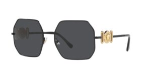 versace unisex sunglasses matte black frame, dark grey lenses, 58mm