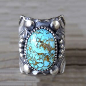 QUSIIOSLK Vintage 925 Sterling Silver Ring Oval Cut Natural Bohemia Turquoise Cut Natural Turquoise Bridal Ring Wedding Party Engagement Jewelry Size 6-10 (Size-9)