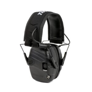 tacband shooting ear protection with hard eva case - low-profile compact noise reduction ear muffs nrr 24db for shooting & hunting - hearing protection for shooting range