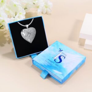 Fanery Sue Vintage Locket Necklace that Holds Pictures, Customized Picture Lockets Personalized Heart Locket with Picture Inside -Locket Necklace for Women (Silver Rose Locket)