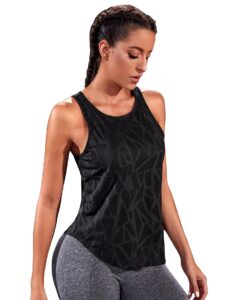 floerns women's workout tops geo print sleeveless athletic running tank tops black l