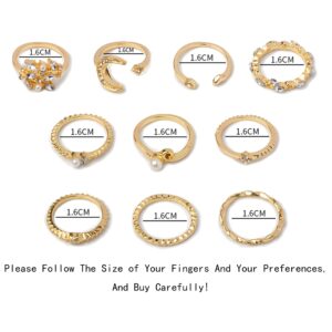 NORLSO Gold Stacking Rings for Women Fashion Style Gold Rings Set Butterfly Knuckle Rings Snake Rings Moon Star Rings Heart Stacking Rings