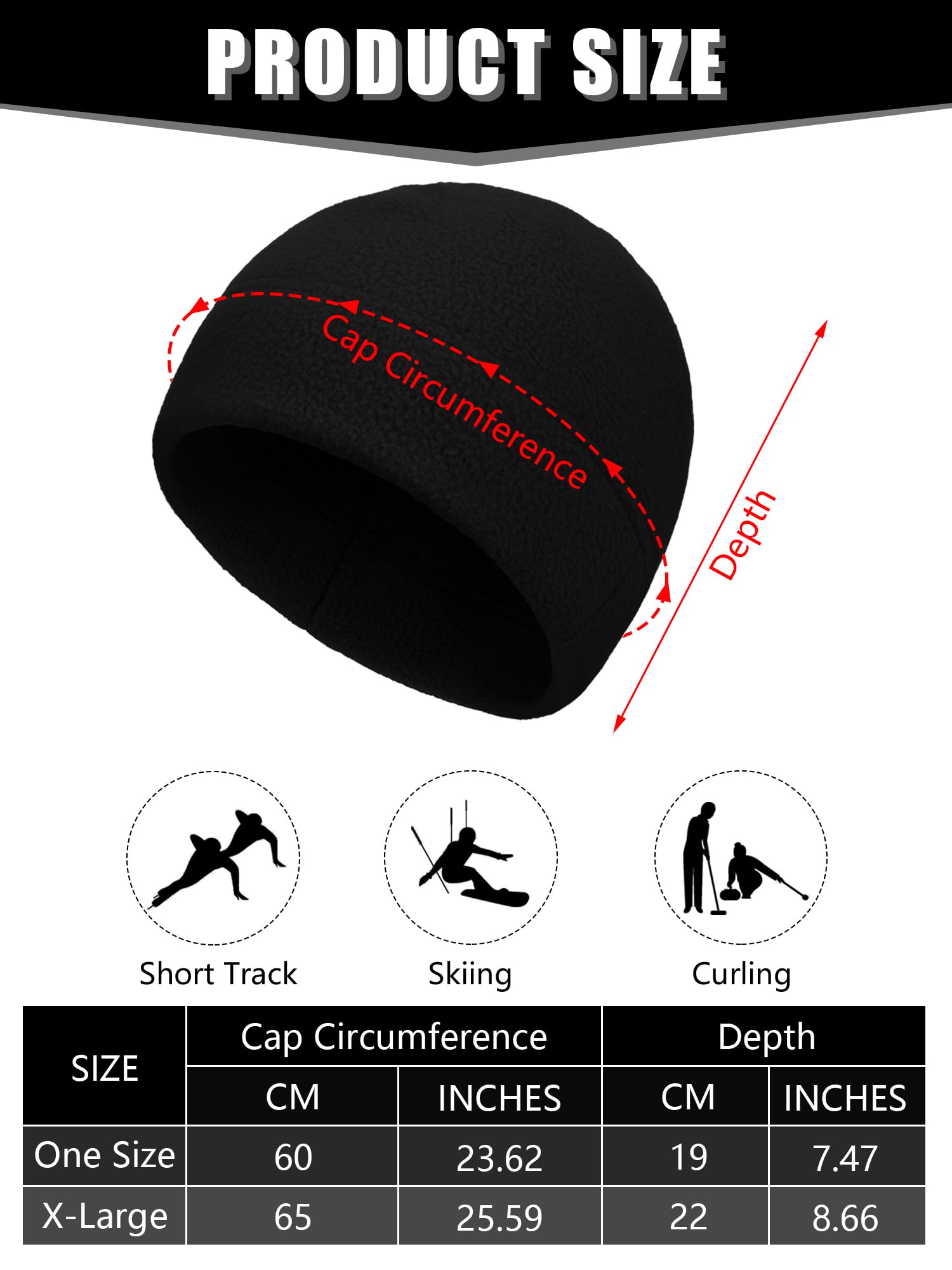 3 Pieces Winter Warm Skull Cap Soft Polar Fleece Beanie Hat Thick Windproof Watch Cap Skiing Outdoor Cap for Men Women (Royal Blue, Black, Gray, Plus Size)