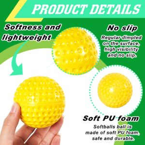 24 Pcs Yellow Dimpled Baseball 9 Inch Pitching Machine Baseball Practice Foam Sport Baseball Pitching Machine Game Ball Baseball for Indoor Outdoor Pitching Machine Practice, 2 Dozen