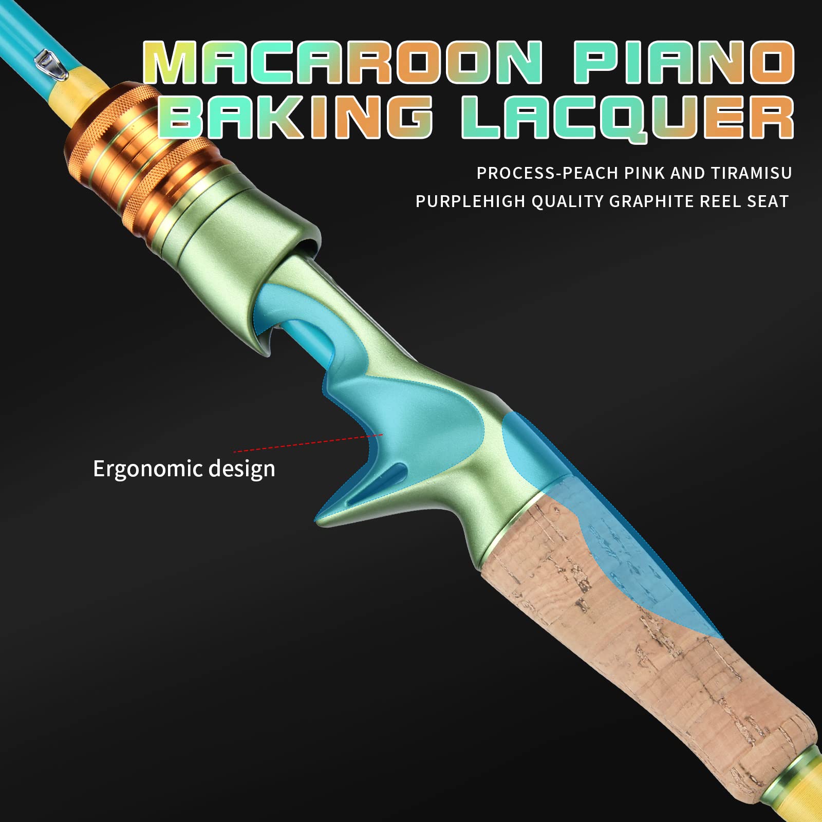 HAUT TON Macaroon-MA Casting Fishing Rods,24Ton 6'0"IM6 Graphite Carbon Fiber Baitcaster Rod,Twin-Tip,Medium Rodpower,Avocado/GR&Mango/YE Fishing Pole