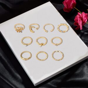 NORLSO Gold Stacking Rings for Women Fashion Style Gold Rings Set Butterfly Knuckle Rings Snake Rings Moon Star Rings Heart Stacking Rings