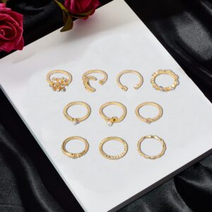 NORLSO Gold Stacking Rings for Women Fashion Style Gold Rings Set Butterfly Knuckle Rings Snake Rings Moon Star Rings Heart Stacking Rings