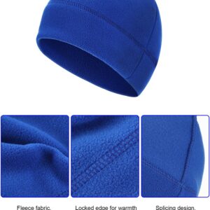 3 Pieces Winter Warm Skull Cap Soft Polar Fleece Beanie Hat Thick Windproof Watch Cap Skiing Outdoor Cap for Men Women (Royal Blue, Black, Gray, Plus Size)