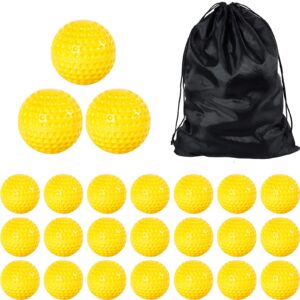 24 pcs yellow dimpled baseball 9 inch pitching machine baseball practice foam sport baseball pitching machine game ball baseball for indoor outdoor pitching machine practice, 2 dozen